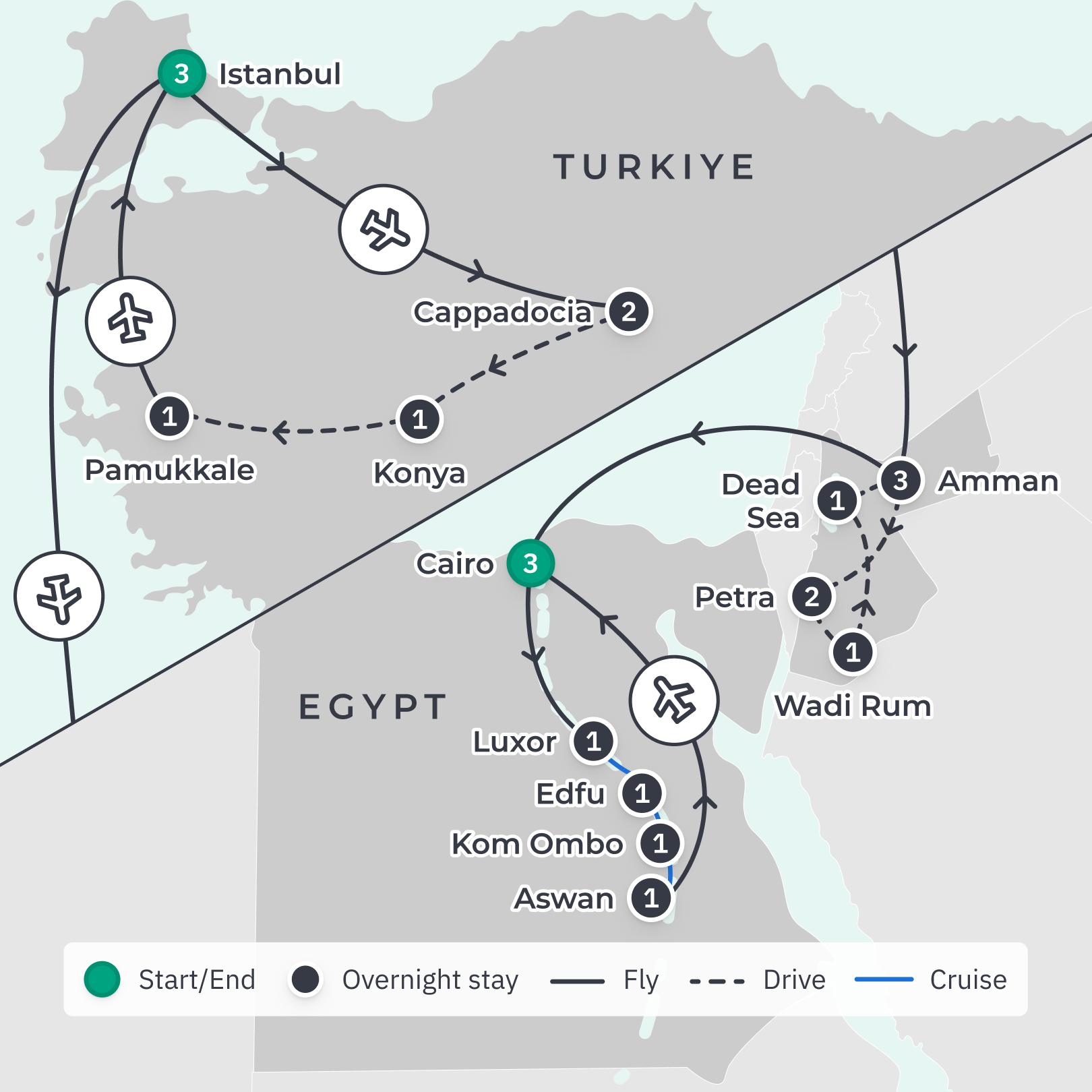 Ultimate Egypt, Jordan & Turkiye Exploration with Nile Cruise & Desert ...
