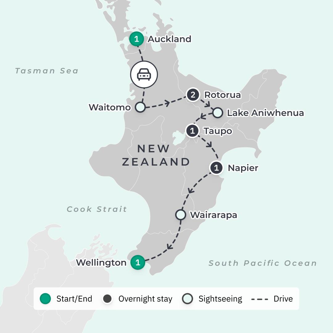 New Zealand 7-Day North Island Highlights with Waitomo Glowworm Caves ...