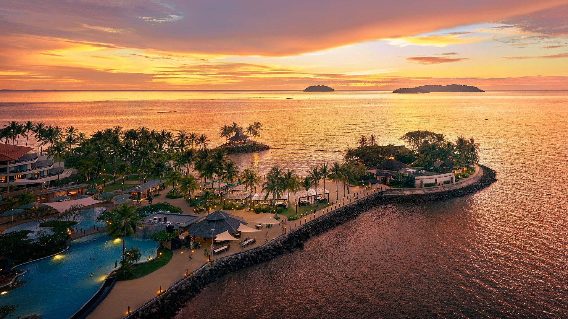 Borneo Waterfront Shangri-La Resort with Private Island Sunset Bar ...